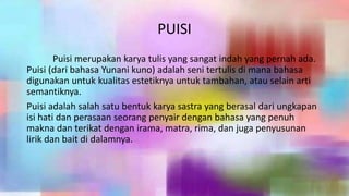 Puisi dalam pengantar kajian sastra | PPT
