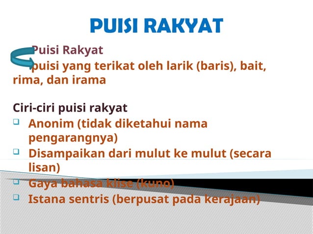PUISI RAKYAT kelas 7 bab 3.pptx info bahasa | PPTX