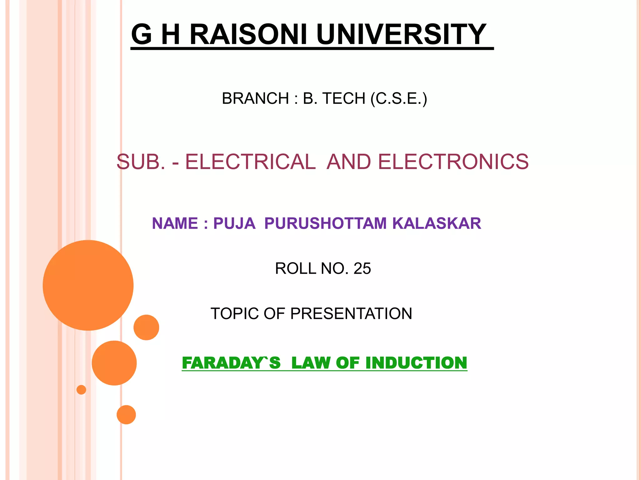 faraday's law of induction | PPTX