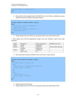 Pemograman delphi untuk pemula | PDF