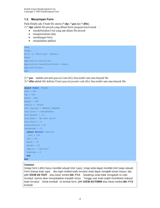 Pemograman delphi untuk pemula | PDF