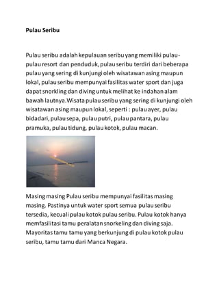 Pulau Seribu Wisata | DOCX