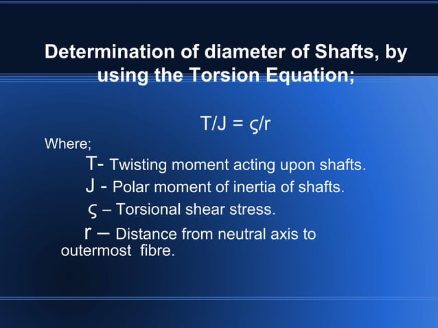 DESIGN OF SHAFT | PPT | Physics | Science