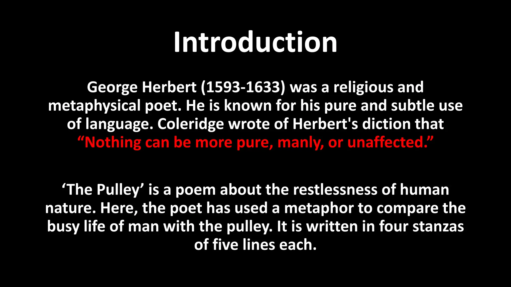 Pulley by George Herbert, Summary and Analysis | PPTX
