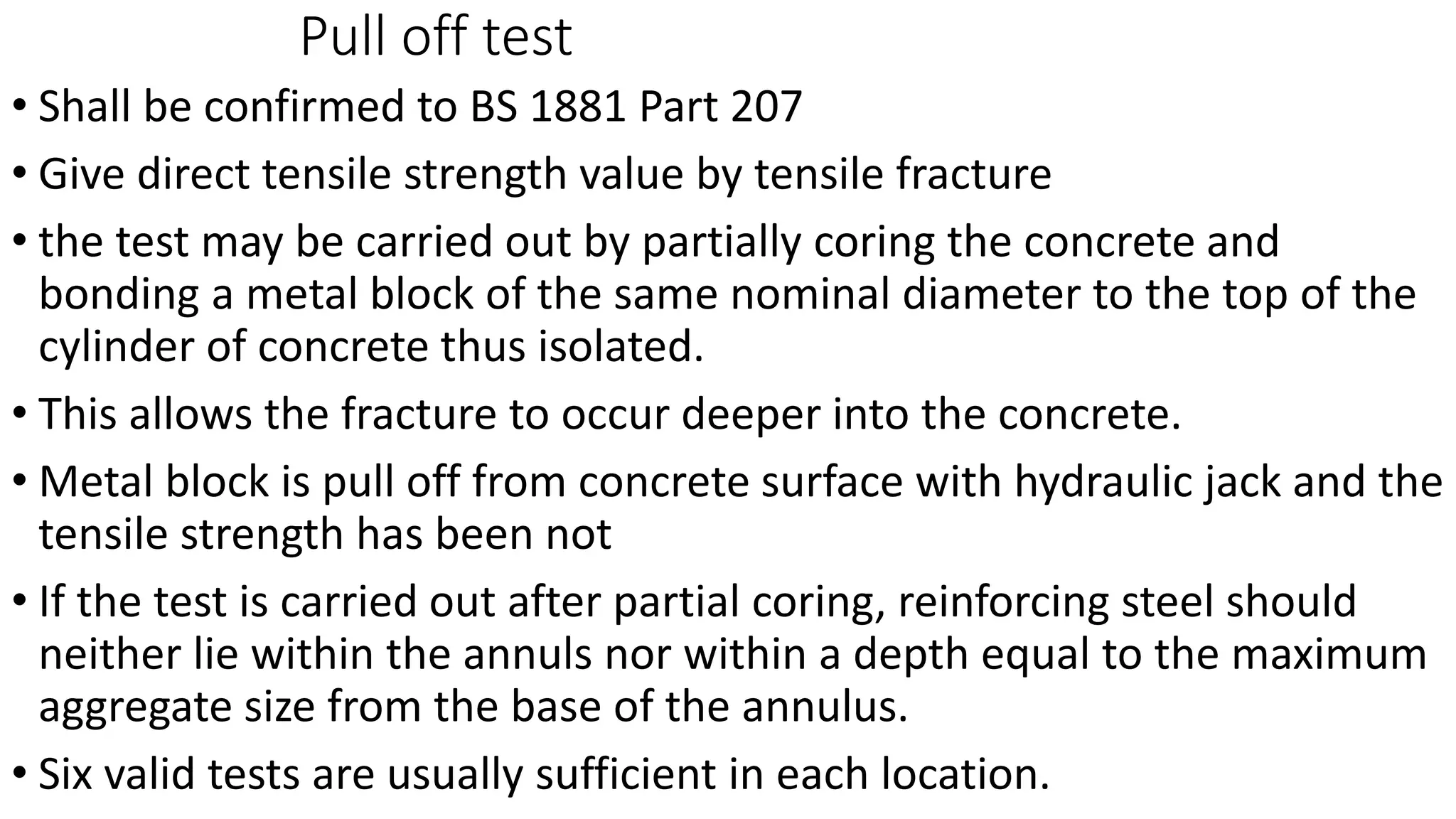 Pull off test for concrete | PPTX