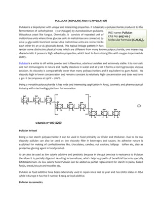 Pullulan and its application | PDF