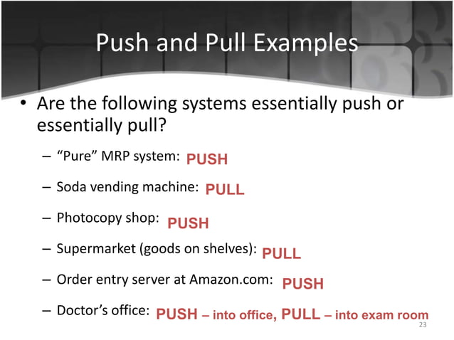 Pull Vs. Push Production | PPT