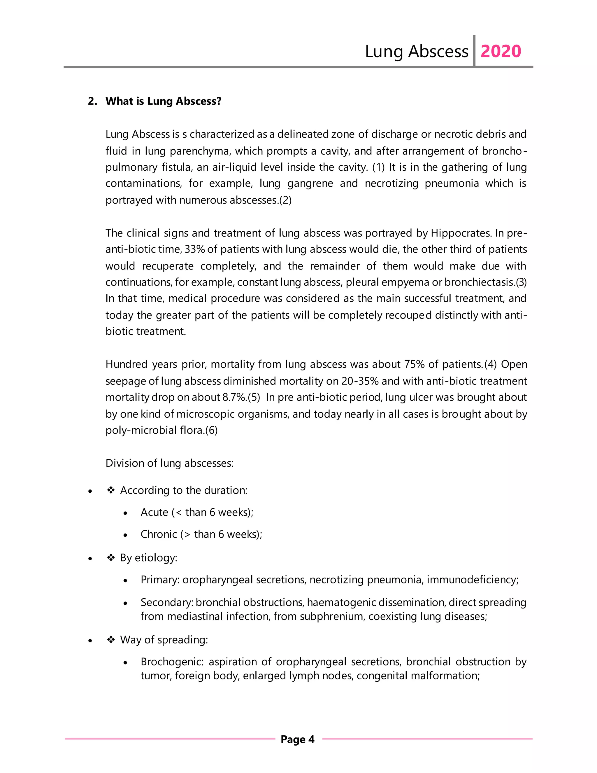 Lung Abscess, Pulmonolgy | DOCX