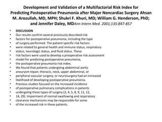 Pulmonary complications risk | PPT