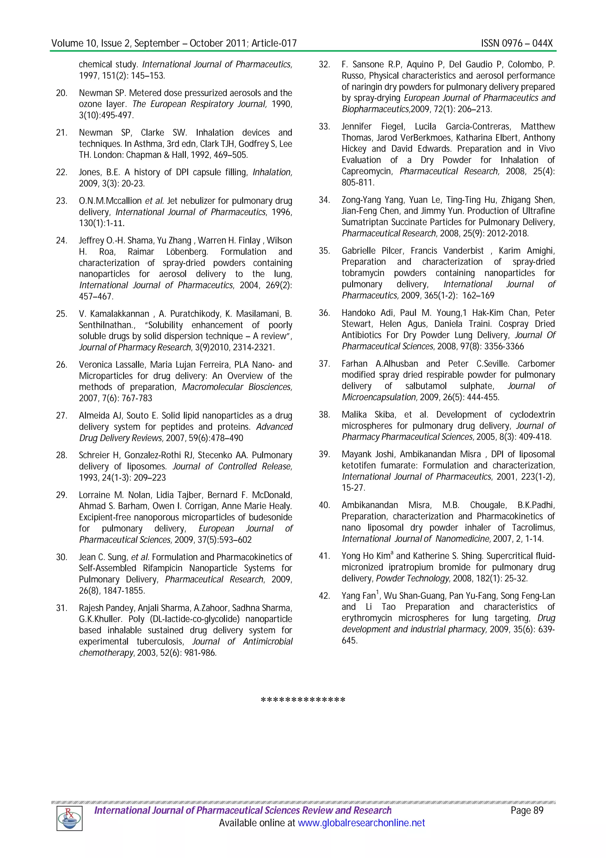 Pulmonary drug delivery | PDF