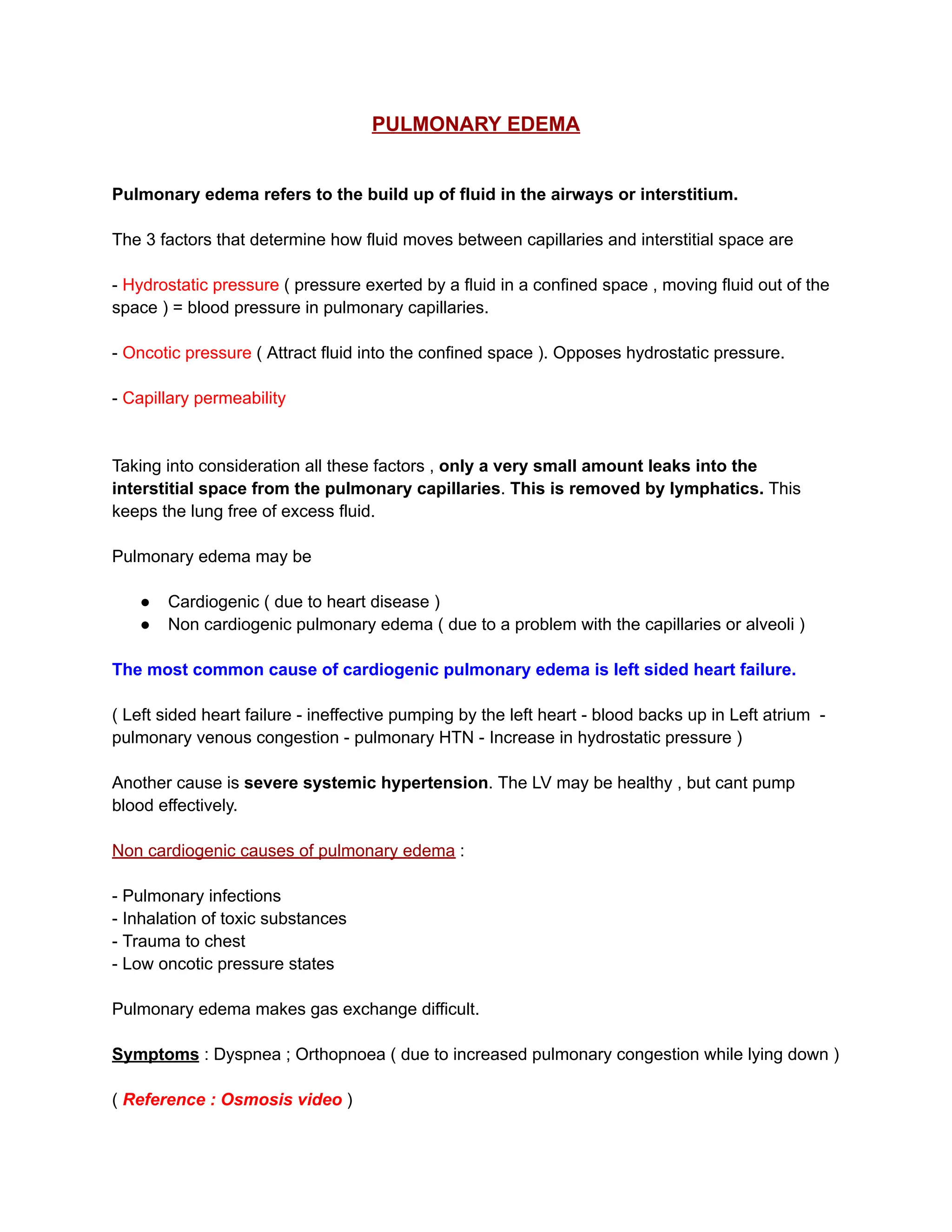PULMONARY EDEMA - Important Points .pdf