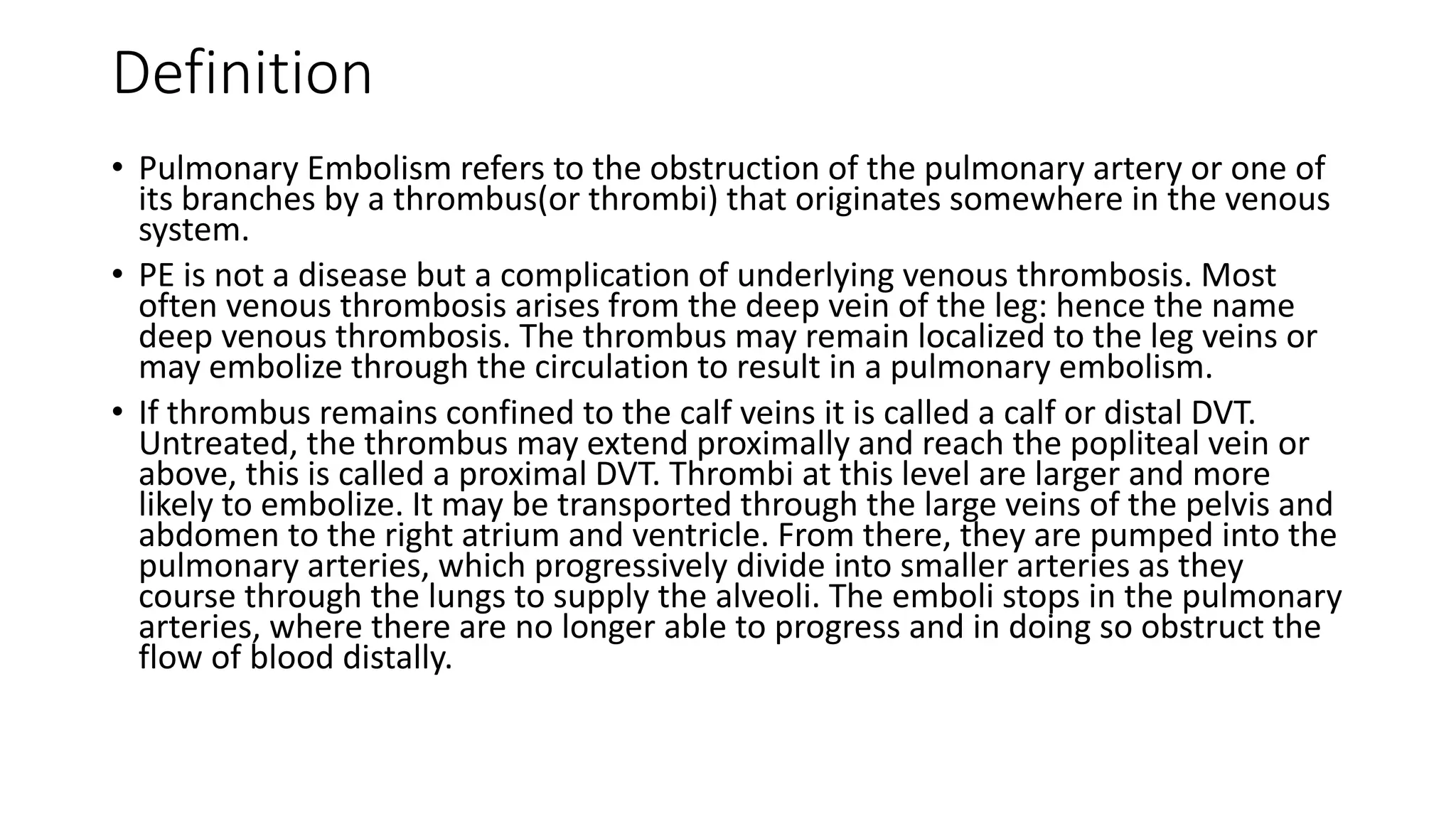 Pulmonary embolism slide presentation. pptx | PPTX