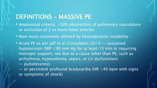 Pulmonary embolism - massive vs sub-massive | PPTX