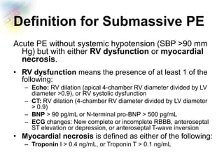Management of Massive & Submassive Pulmonary Embolism | PPTX