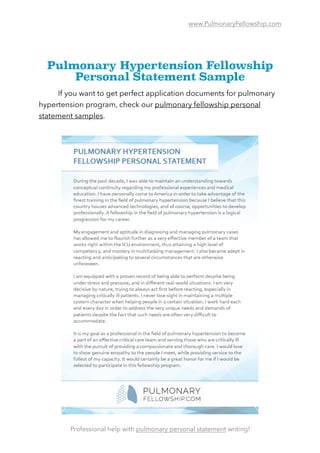 Pulmonary Fellowship Personal Statement Samples | PDF