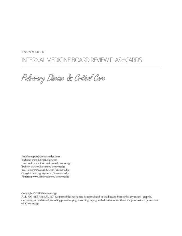 Internal Medicine Board Review - Pulmonary Flashcards - by Knowmedge | PDF