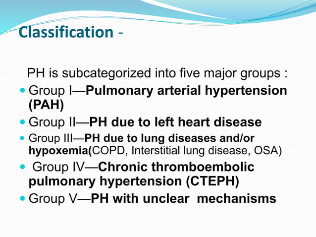 Pulmonary hypertension | PPTX | Heart and Cardiovascular Diseases ...