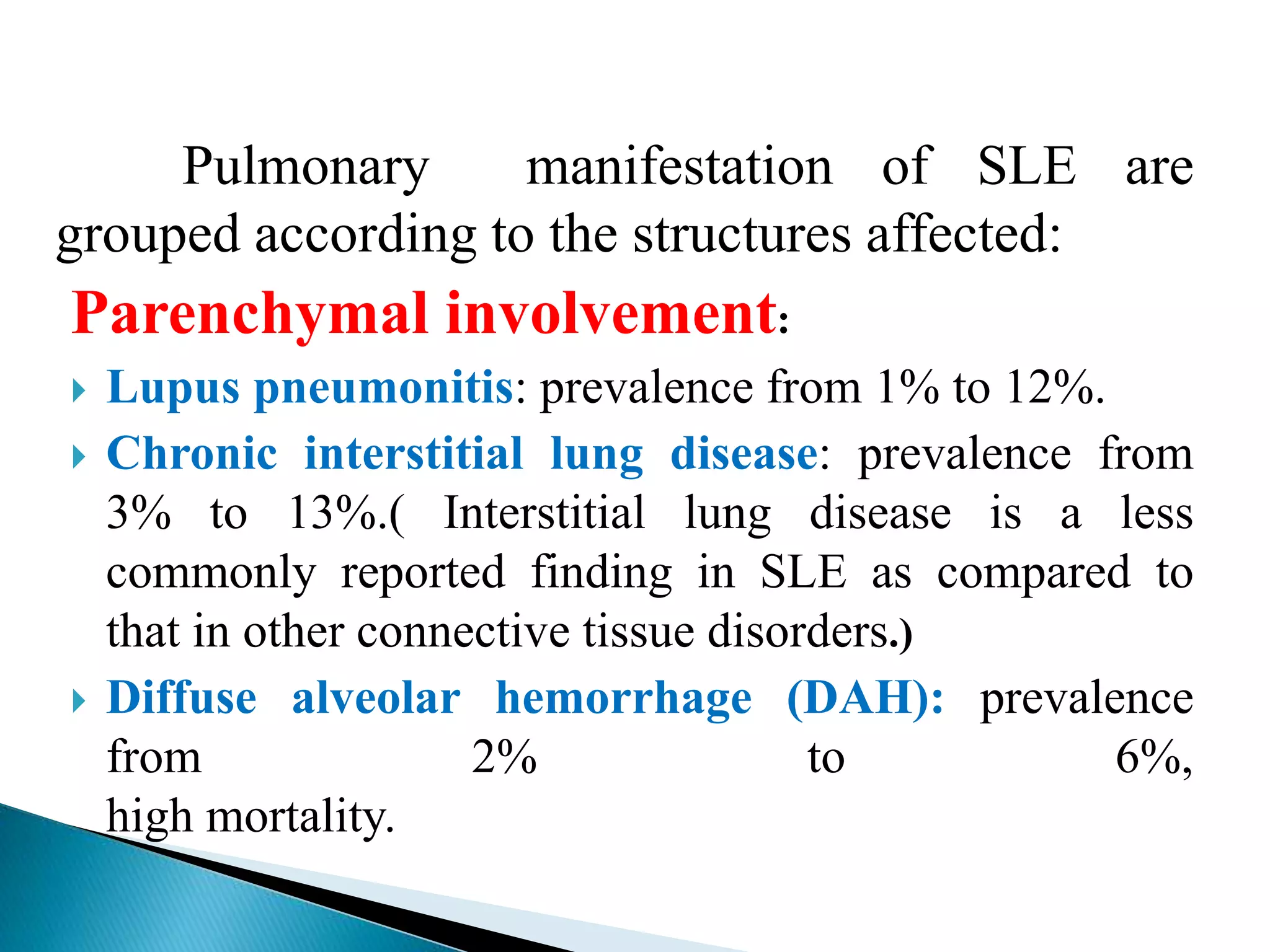 Pulmonary manifestation of systemic lupus | PPTX