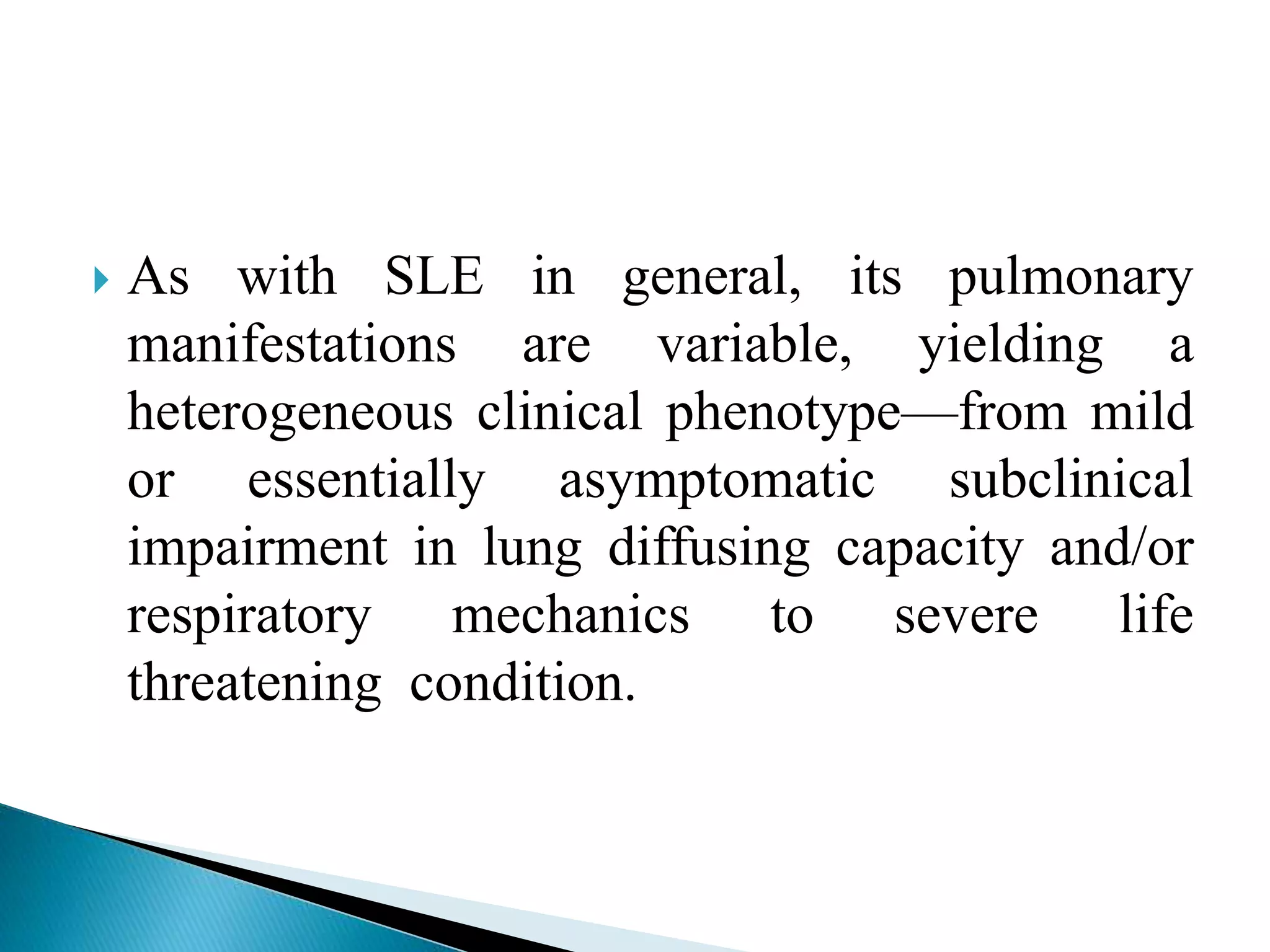 Pulmonary manifestation of systemic lupus | PPTX