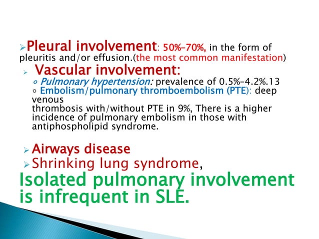 Pulmonary manifestation of systemic lupus | PPTX