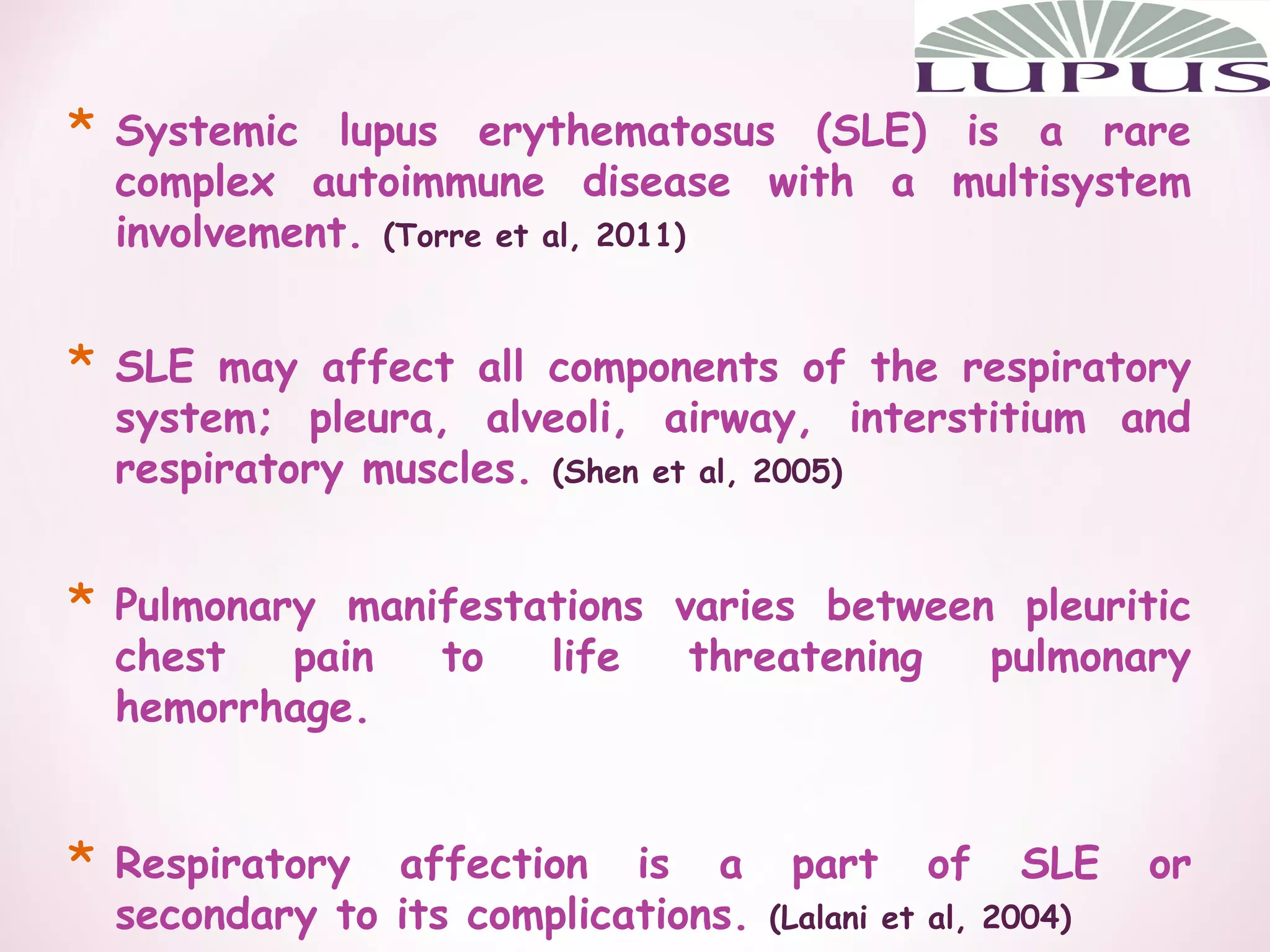 Pulmonary manifestations of SLE | PPT