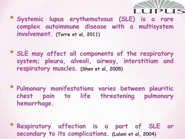 Pulmonary manifestations of SLE | PPT