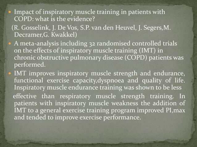 Pulmonary rehabilitation | PPTX | Lung and Respiratory Health ...