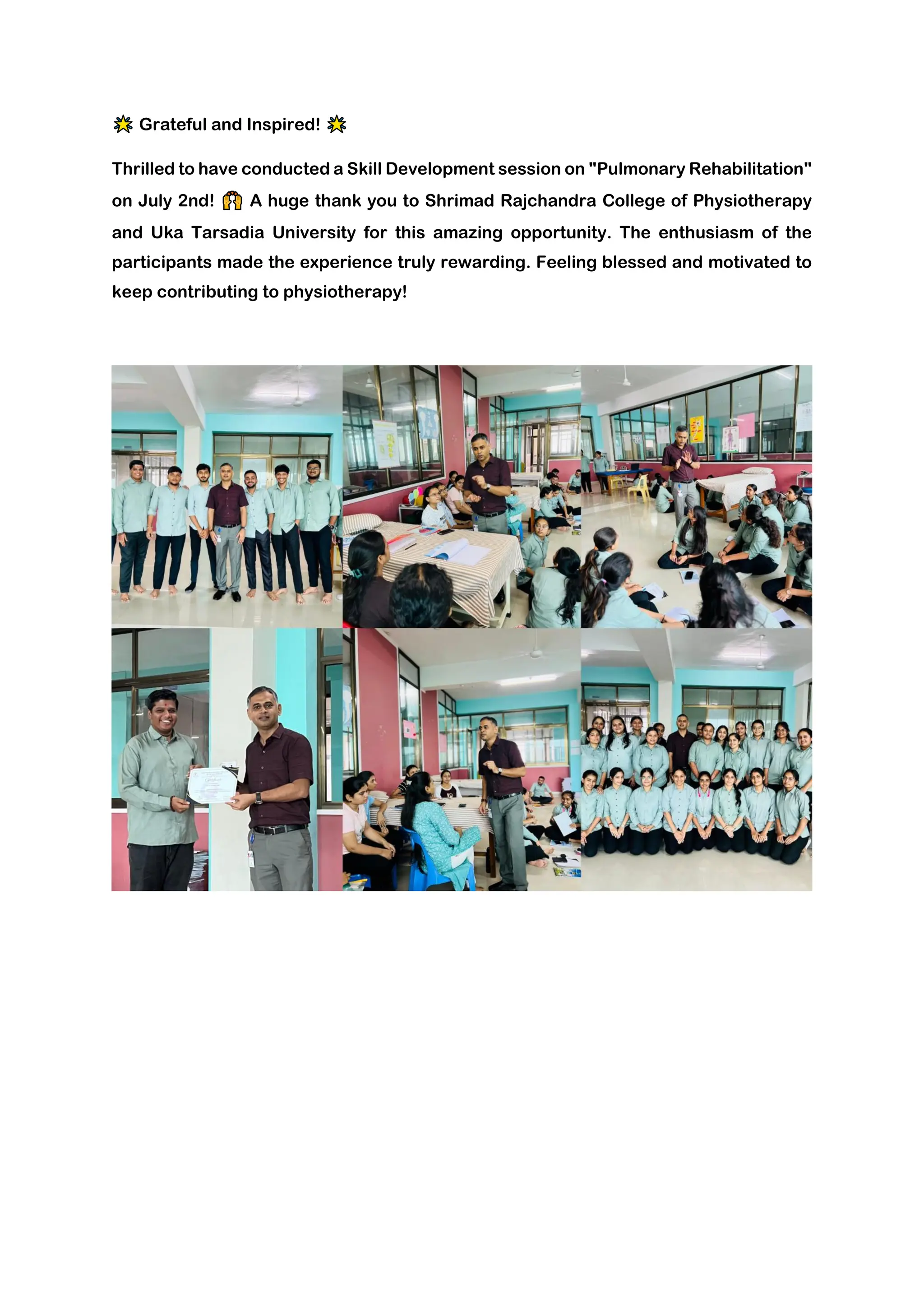 Skill Development Session on "Pulmonary Rehabilitation" | PDF