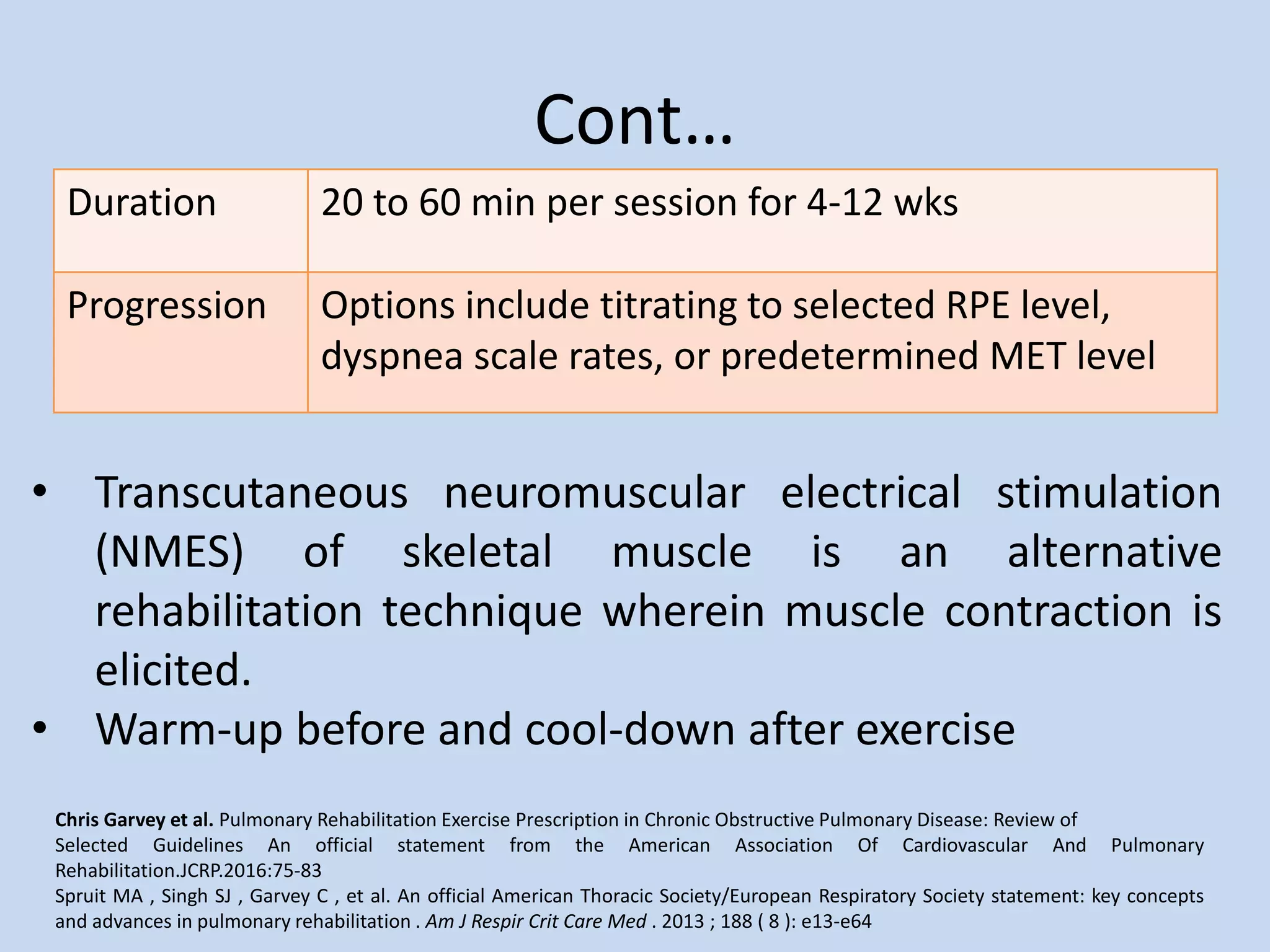 Pulmonary rehabilitation exercise prescription in copd | PPTX