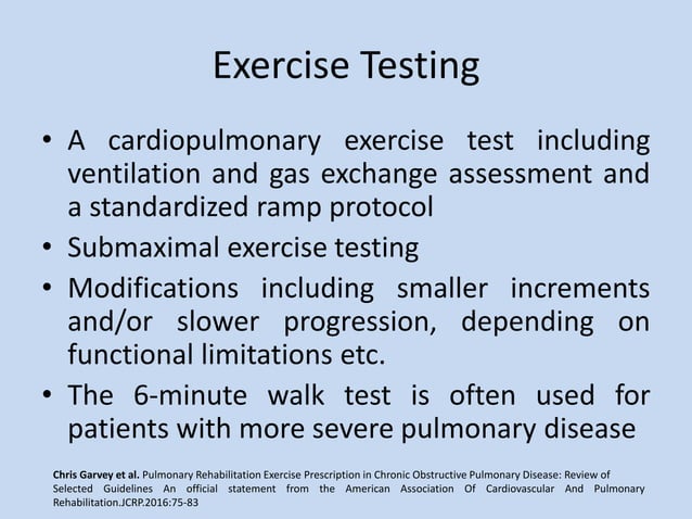 Pulmonary rehabilitation exercise prescription in copd | PPTX