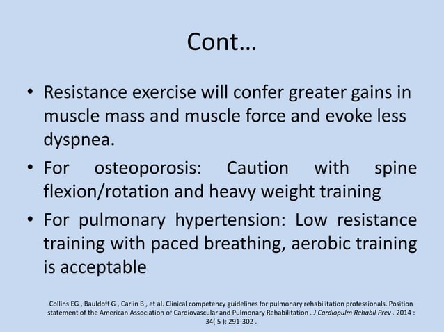 Pulmonary rehabilitation exercise prescription in copd | PPTX