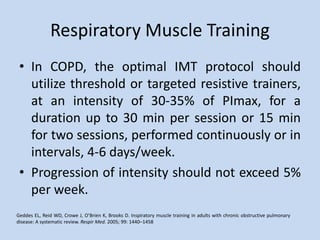 Pulmonary rehabilitation exercise prescription in copd | PPTX