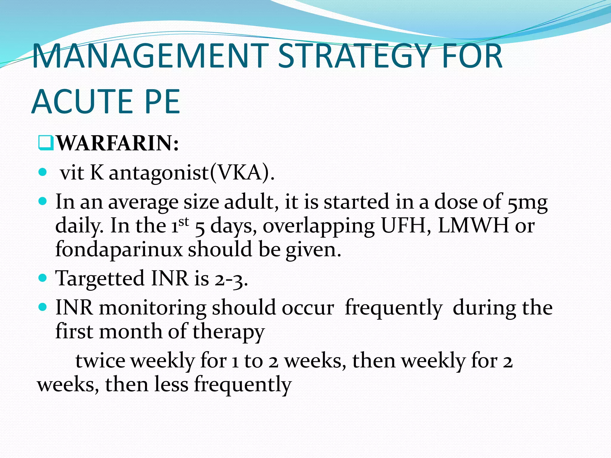 Pulmonary thromboembolism Management and prophylaxis | PPTX