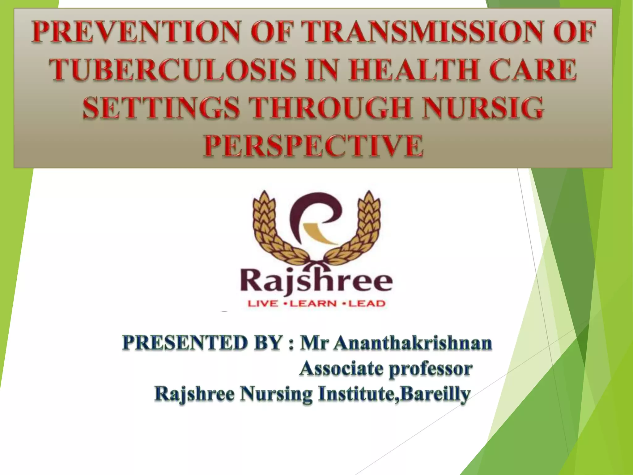 PULMONARY TUBERCULOSIS health care setting nursing perspective.pptx