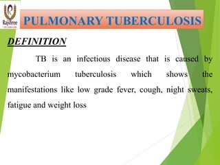 PULMONARY TUBERCULOSIS health care setting nursing perspective.pptx