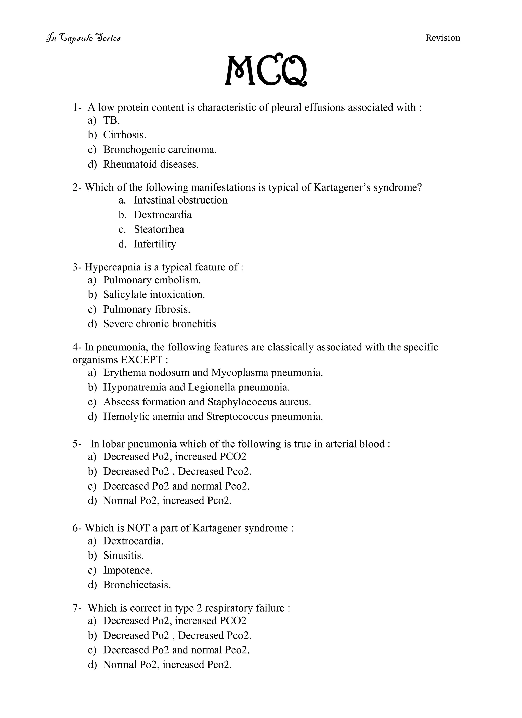 Pulmonology mcqs -dr.ahmed_mowafy | PDF