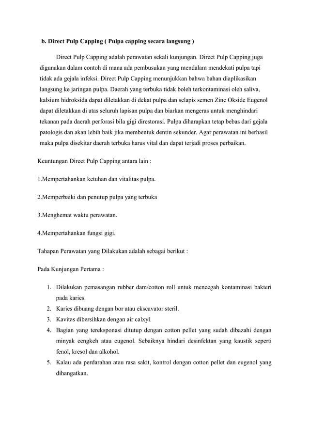 Pulpa capping egaaaaaaa | DOCX