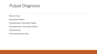 Pulpal & PeriApical Diagnosis.pptx | Dental Health | Diseases and ...