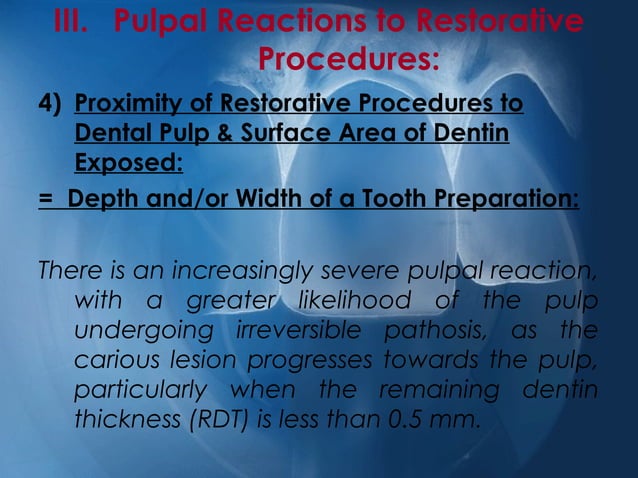 Pulpal reactions to caries and dental procedures | PPT