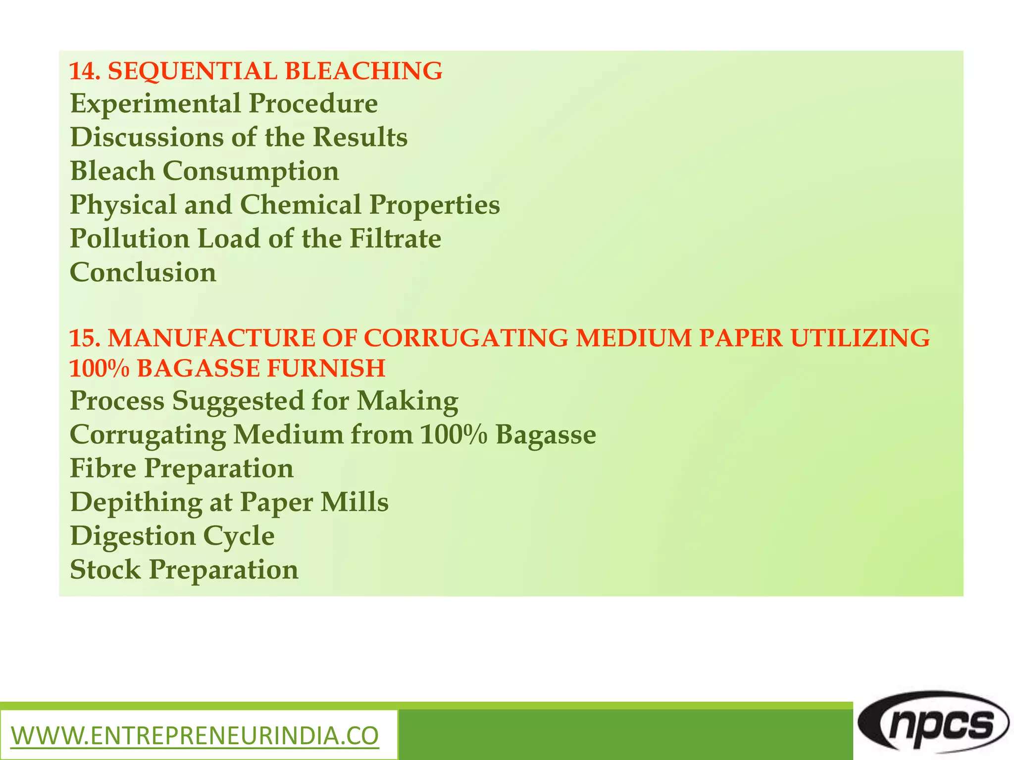 Pulp and Paper Industry (Pulp Mill, Paper Mill, Printing and Writing ...