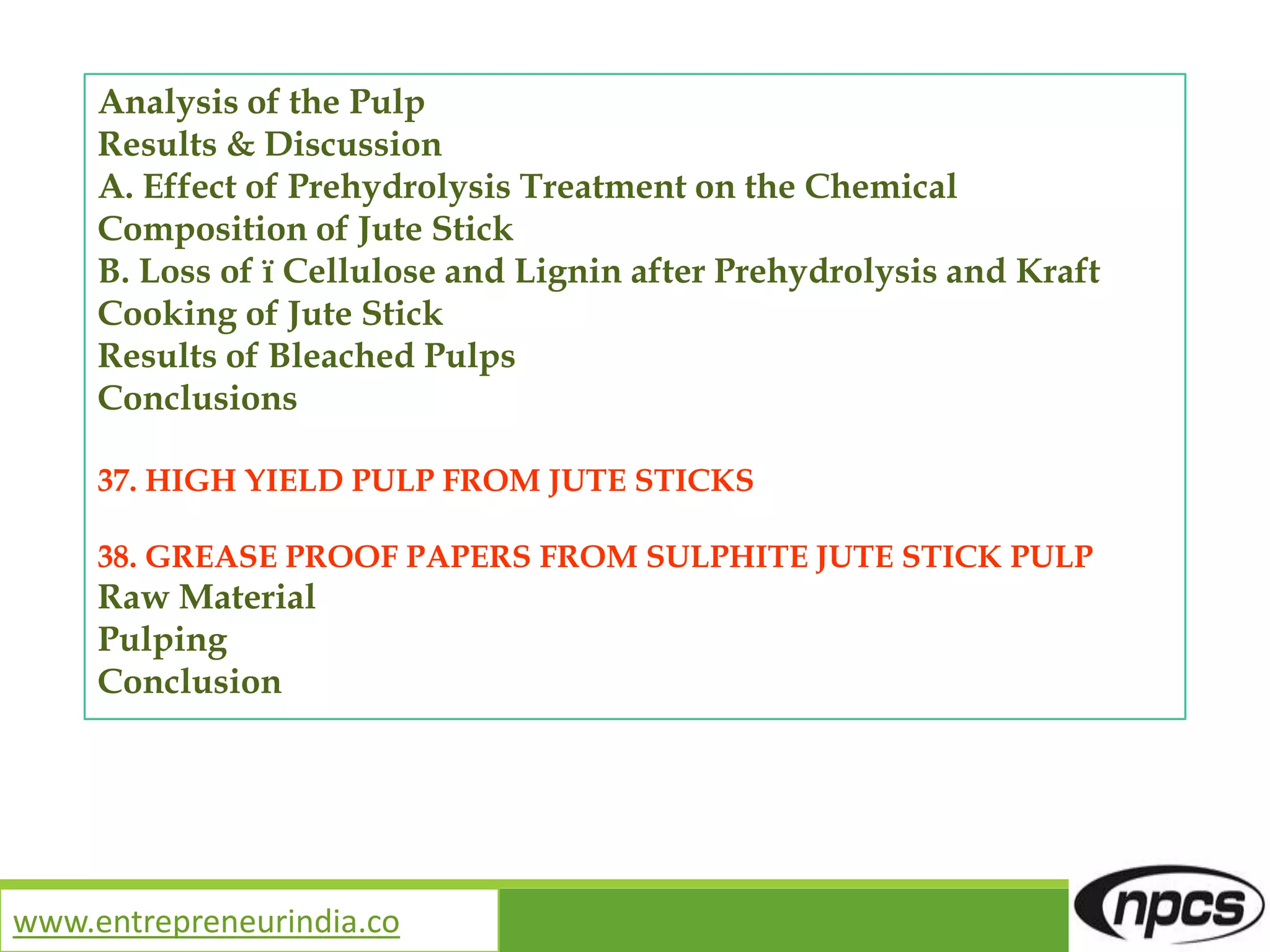 Pulp and Paper Industry (Pulp Mill, Paper Mill, Printing and Writing ...