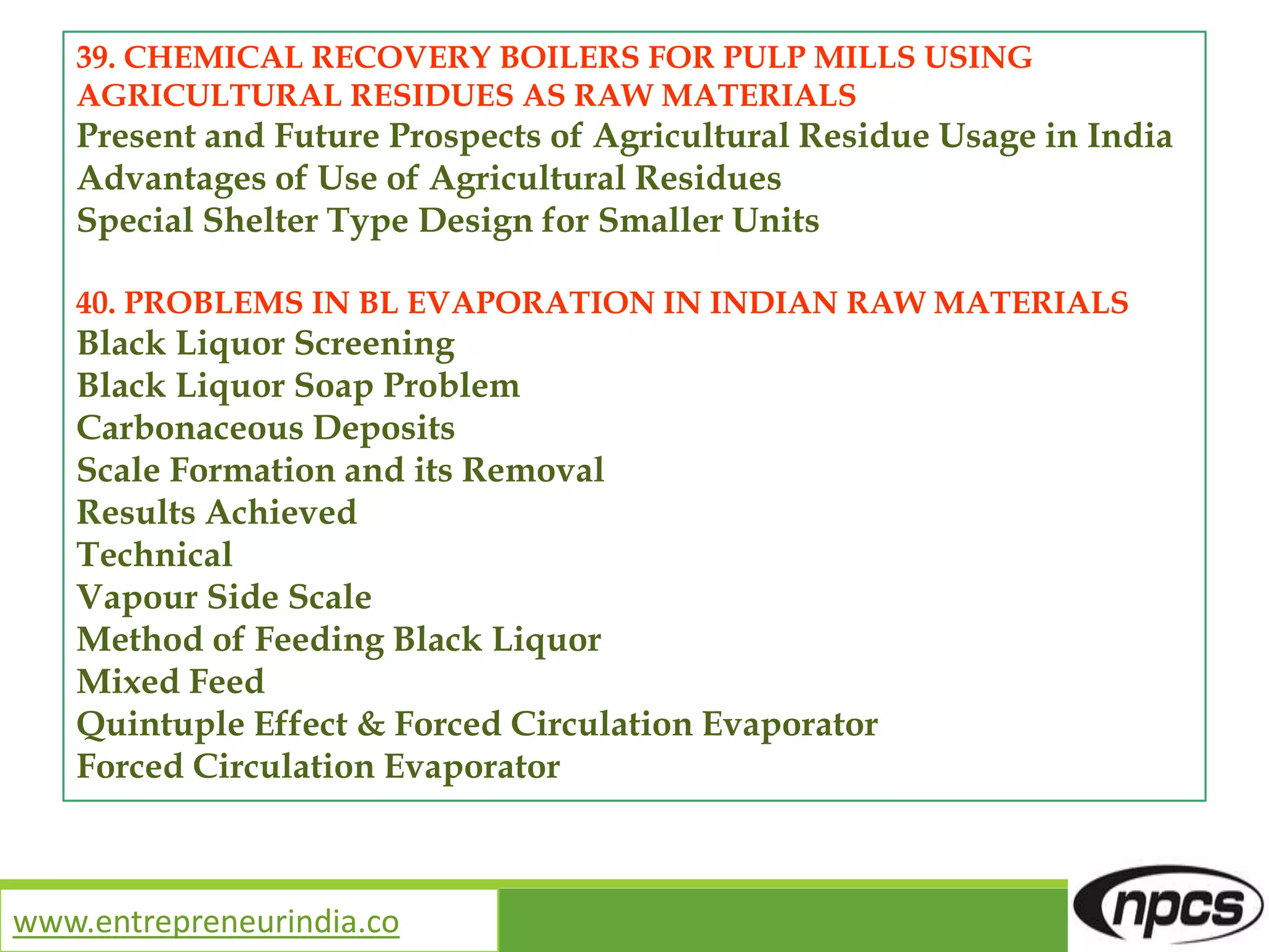 Pulp and Paper Industry (Pulp Mill, Paper Mill, Printing and Writing ...