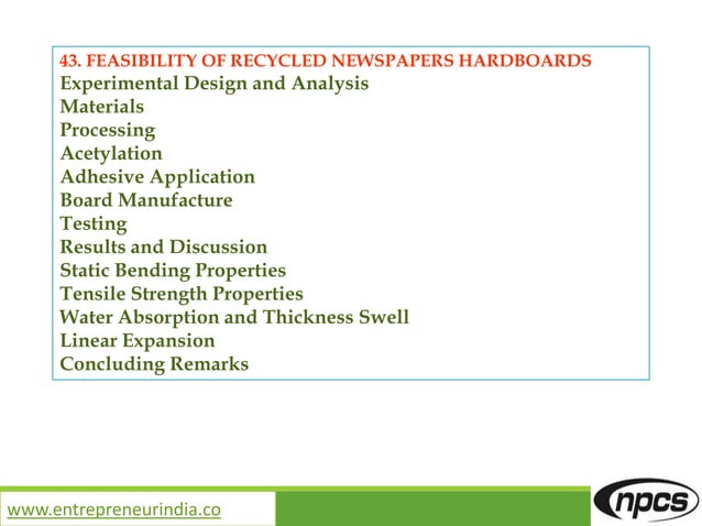 Pulp and Paper Industry (Pulp Mill, Paper Mill, Printing and Writing ...