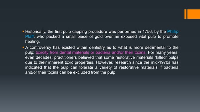 Pulp capping agents | PPTX | Dental Health | Diseases and Conditions
