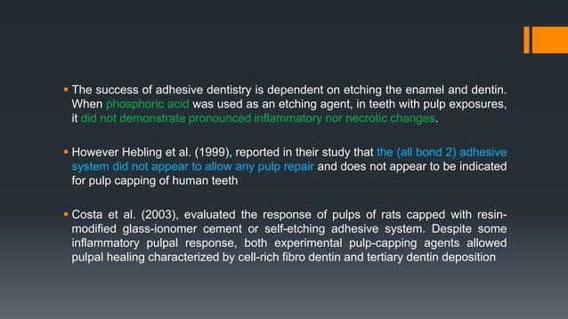 Pulp capping agents | PPTX | Dental Health | Diseases and Conditions