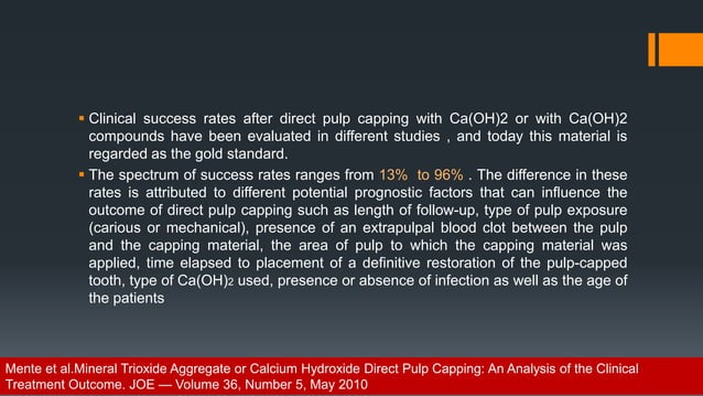 Pulp capping agents | PPTX | Dental Health | Diseases and Conditions