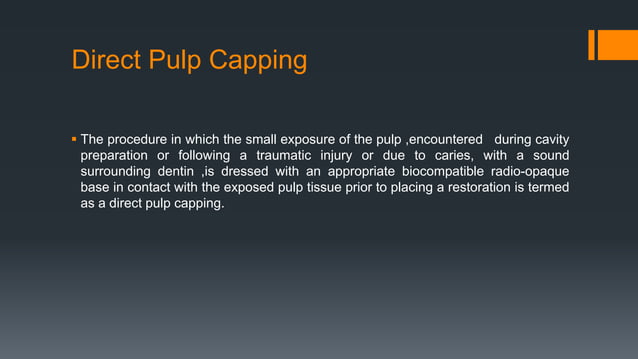 Pulp capping agents | PPTX | Dental Health | Diseases and Conditions