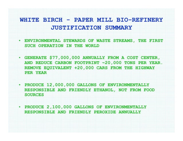 Pulp Mill Sludge Ethanol Project[1] | PDF