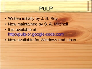 Stuart Mitchell - Pulp Optimisation | PPT