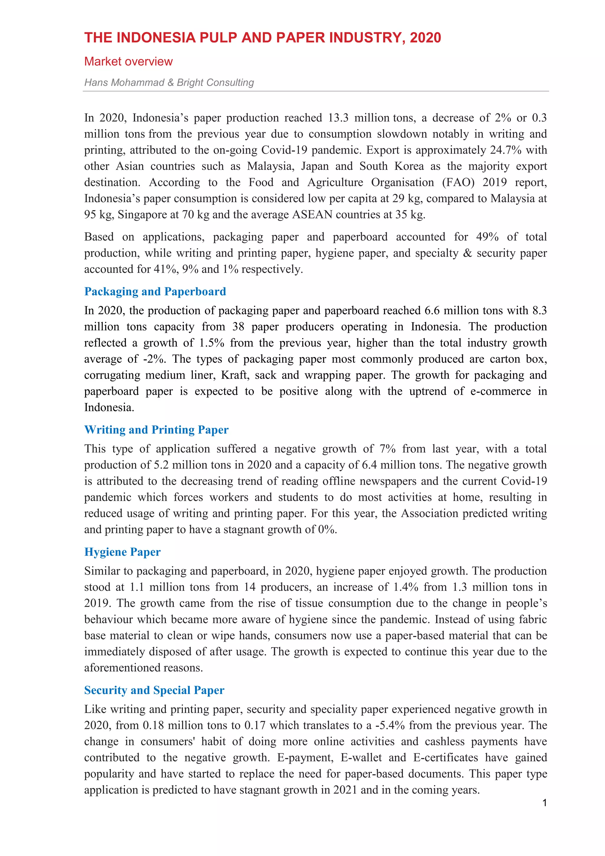 The Indonesia Pulp & Paper industry, 2020 | PDF